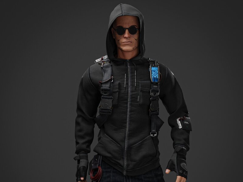 Cyberpunk Hacker Game Ready Character Model Low-poly 3D model