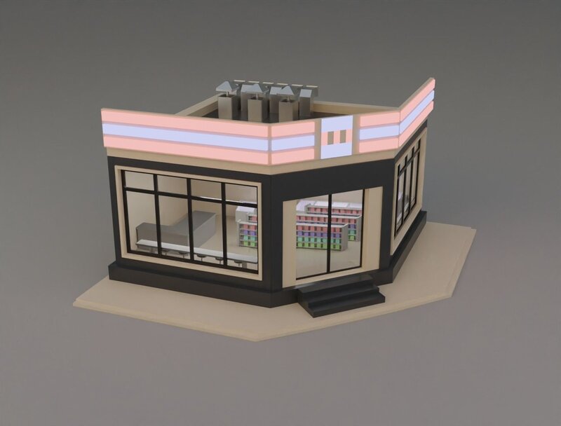 Grocery store 3D model Low-poly 3D model