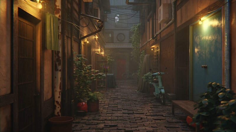Japanese Alley 3d Scene 3D model