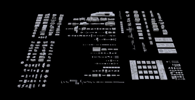 Scifi Greeble Kitbash 3D model