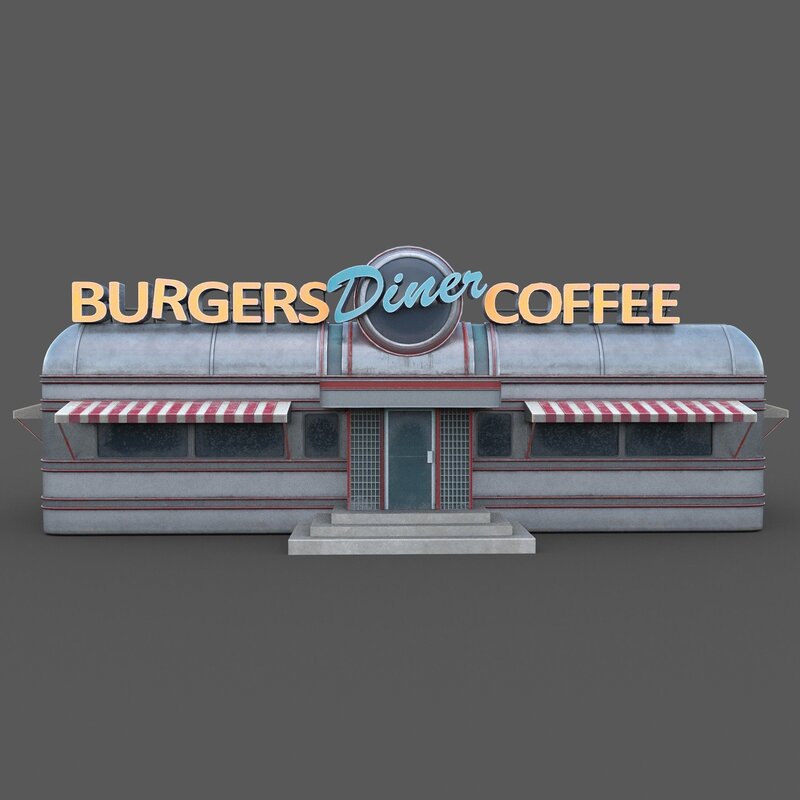 Vintage Diner Worn Game Ready Low-poly 3D model