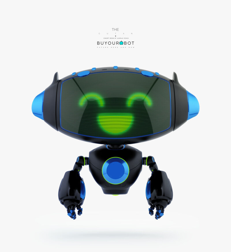 AERIAL BLACK CUTE CAT BOT 3D model