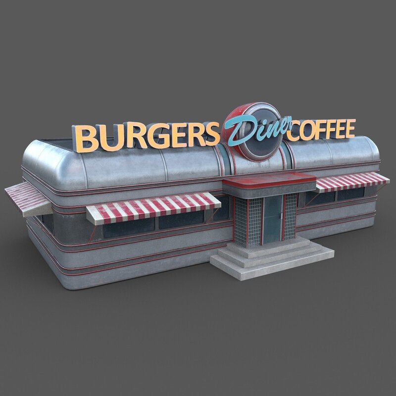 Vintage Diner Worn Game Ready Low-poly 3D model