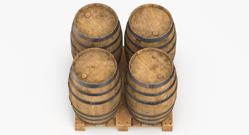 Barrel Wood Pallet and Pallet Stacked