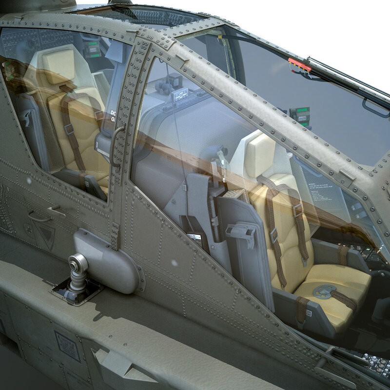 Boeing AH-64D Apache Longbow Attack Helicopter with Cockpit 3D model