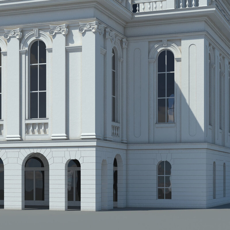 Generic Town Hall Building 3D model