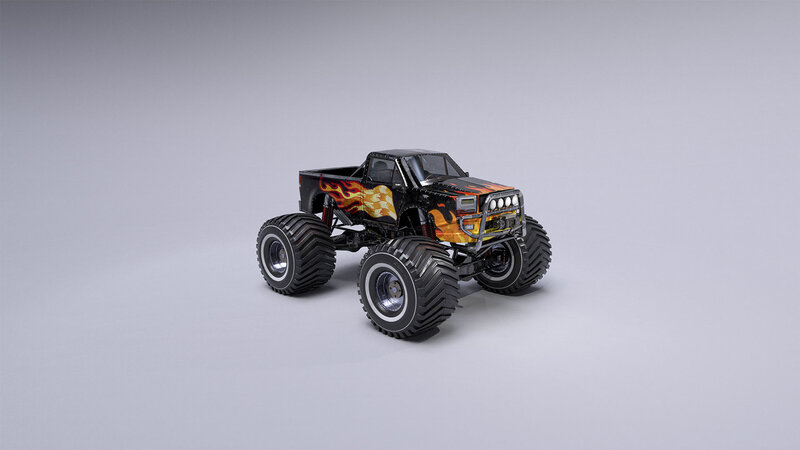 Monster Truck Full Rig Unity and Unreal Engine 4 Low-poly 3D model
