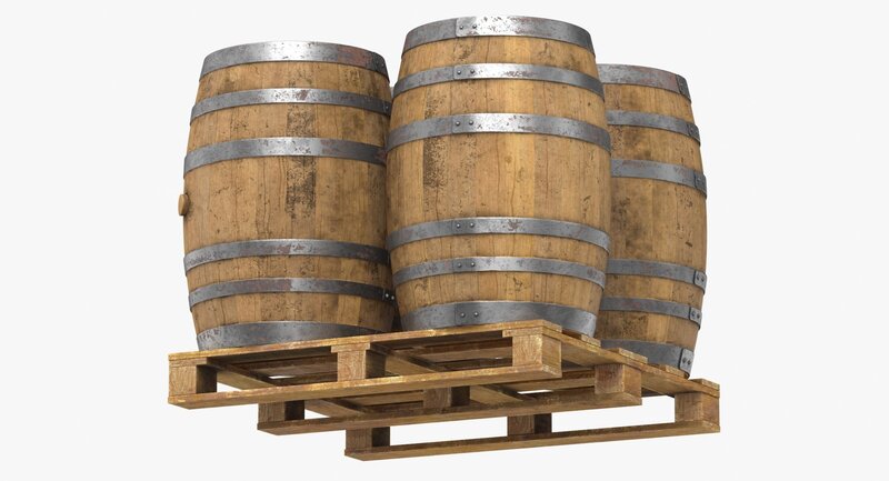 Barrel Wood Pallet and Pallet Stacked