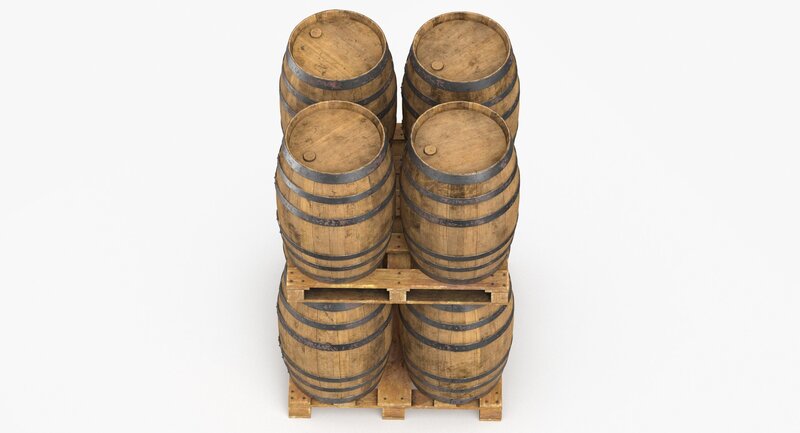 Barrel Wood Pallet and Pallet Stacked